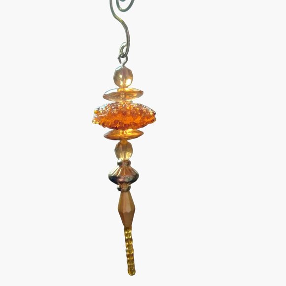 bling rescue | Accents | Beaded Amber Suncatcher Gold Glass Spindle ...
